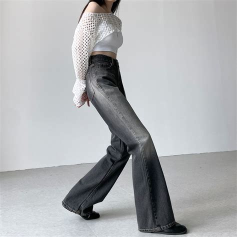 그레인블랙 샌드 워싱 부츠컷 데님 팬츠 청바지