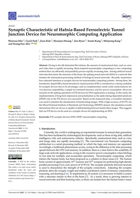 Pdf Synaptic Characteristic Of Hafnia Based Ferroelectric Tunnel