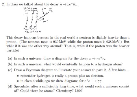 Solved In Class We Talked About The Decay N Pe Ve Chegg Com