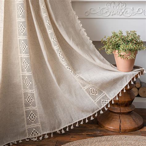 Sutuo Home Boho Curtain Semi Blackout Crochet Hollow Lace
