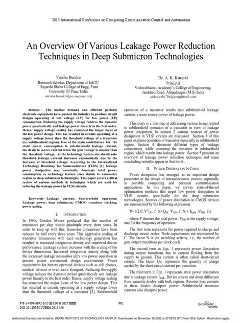 An Overview Of Various Leakage Power Reduction Techniques In Deep