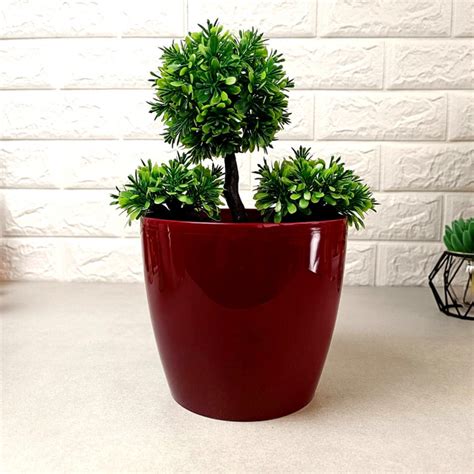 Глянцеве пластикове бордове кашпо для квітів 12 см Магнолія Ламела купити онлайн на Rozetka