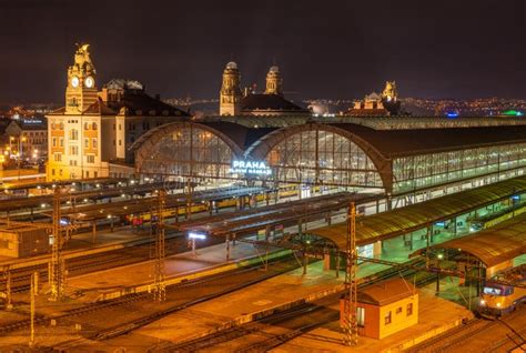 Prague Main Railway Station At Night Editorial Photography Image Of European Destination
