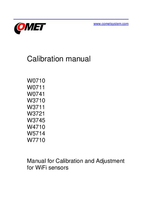 Wifi Sensor Calibration Manual Comet System Sro