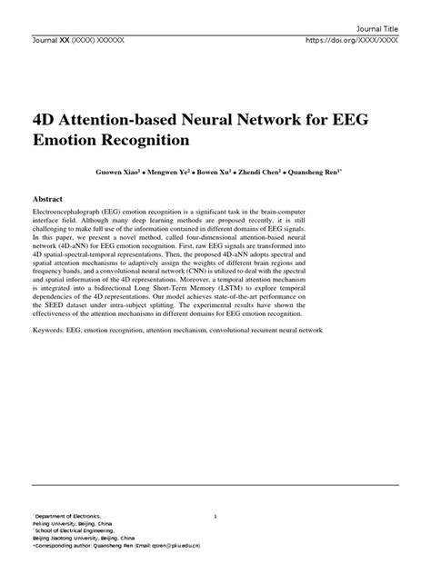 4d Attention Based Nn For Eeg Emotion Recognition Pdf Electroencephalography Deep Learning
