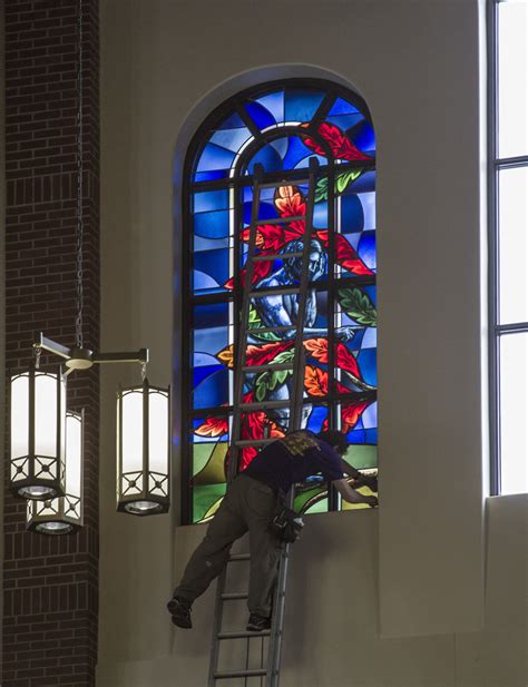 2015 March Stained Glass Window Installation St Mary The
