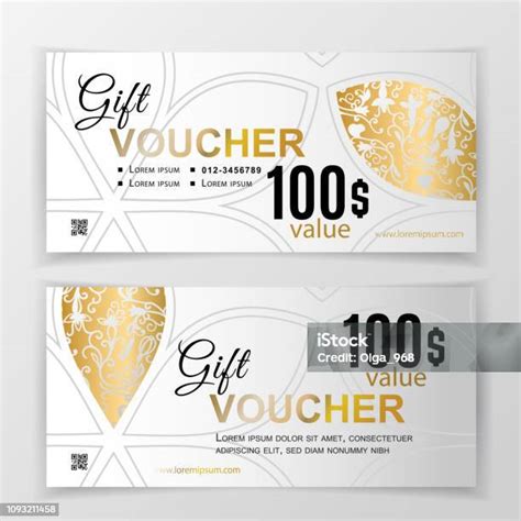 벡터 선물 바우처 템플릿입니다 비즈니스에 대 한 보편적인 플라이어입니다 백화점 비즈니스에 대 한 럭셔리 골드 화이트 벡터입니다 100 달러입니다 대리석 디자인