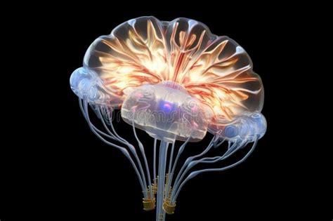 Bionic Brain Implant With Glowing Neural Connections Stock Illustration