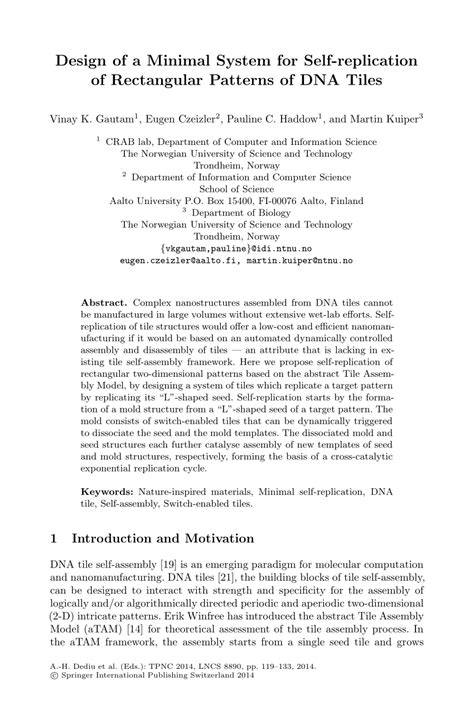 Pdf Design Of A Minimal System For Self Replication Of Rectangular