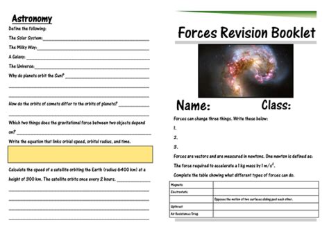 Igcse Forces And Motion Revision Booklet Teaching Resources