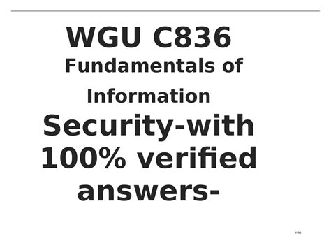 Wgu C836 Fundamentals Of Information Security With 100 Verified Answers Actual 2023 Wgu