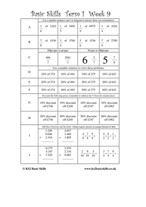Maths Worksheets Basic Skills Teaching Resources