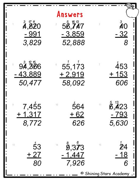 Multidigit Addition And Subtraction Problems With Regrouping And Carry Over
