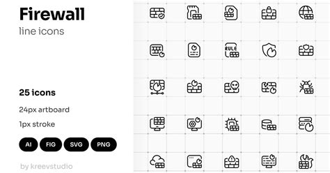 Firewall Line Ui Icons Icons Ft Firewall And Network Envato