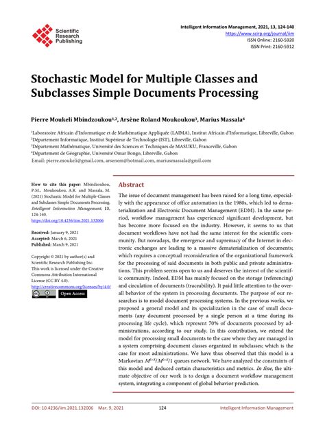 Pdf Stochastic Model For Multiple Classes And Subclasses Simple Documents Processing