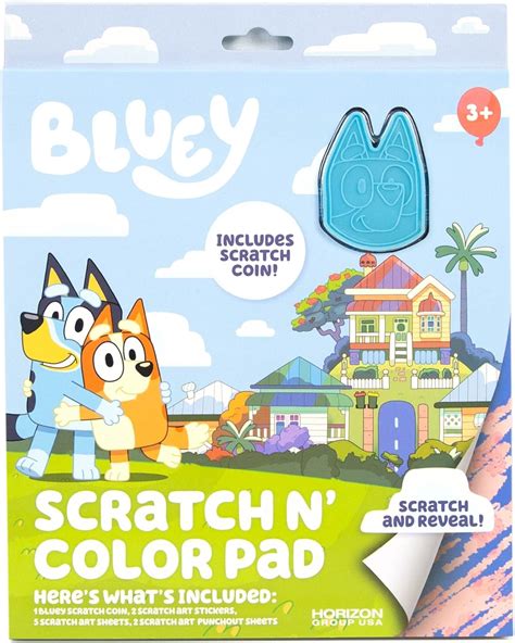 Bluey Scratch ‘n Color Pad 9 Page Activity Coloring Book Includes Scratch Art