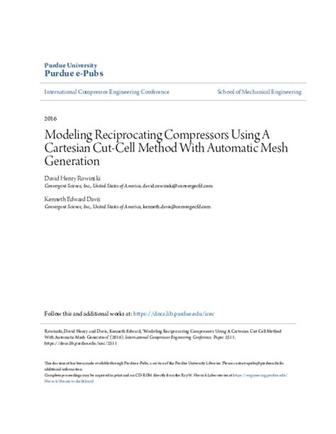 pdf modeling reciprocating compressors using a cartesian cut cell