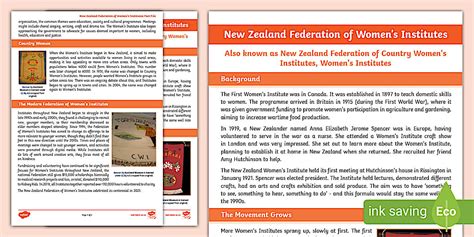 New Zealand Womens Institute Fact File