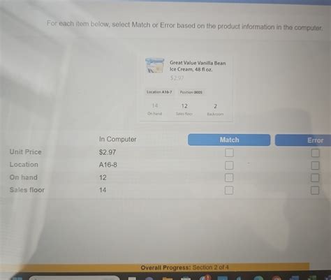 solved for each item below select match or error based on