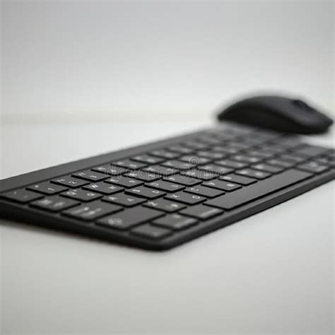 Black Wireless Keyboard And Mouse Set On A White Surface The Keyboard