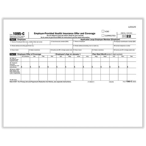 TFP 1095 C IRS Copy Employer Provided Health Insurance Offer And Coverage Pack Of 500