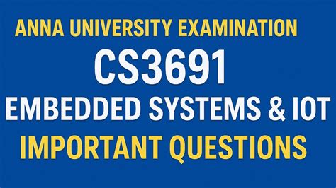 Cs3691embedded Systems And Iotimportant Questions 💯💯💯toppersacademytamil Youtube