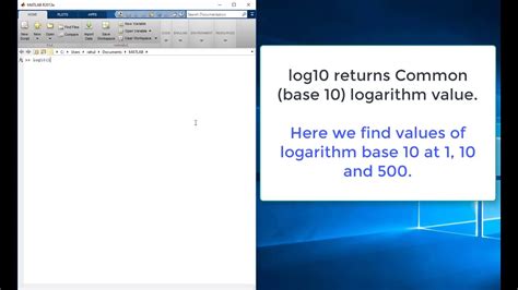 How Matlab Log10 Gives Base 10 Logarithm Youtube