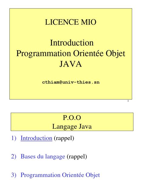 Introduction à La Poo En Java Pdf Java Langage De Programmation Compilateur
