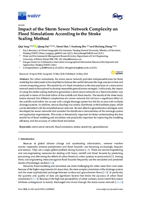 Pdf Impact Of The Storm Sewer Network Complexity On Flood Simulations