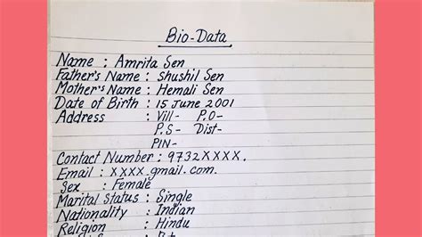 How To Make Bio Data In English Biodata Kaise Likhe Bio Data Kaise