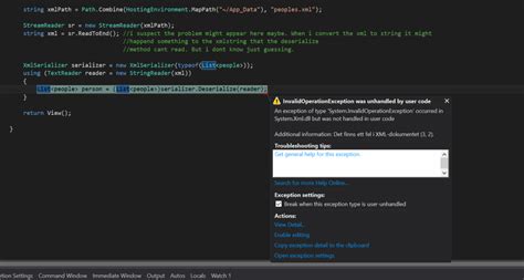 C Weird Error When I Try To Deserialize A Xml String To A Net List