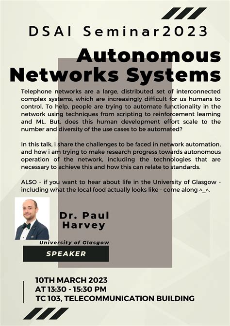 Dsai Seminar On Autonomous Networks Systems Asian Institute Of Technology