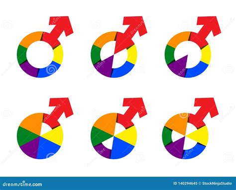 Collection Of Man Symbol In Rainbow Color Illustration Vector Set Male