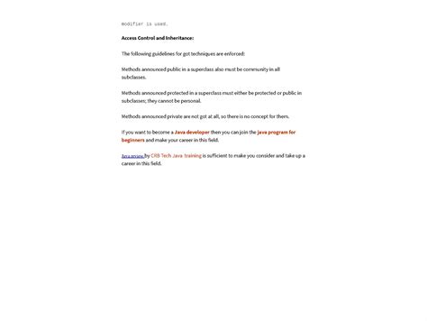 An Overview Of Java Access Modifiers Ppt