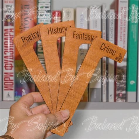 Book Shelf Dividers Book Genre Separators Wooden Dividerslibrary