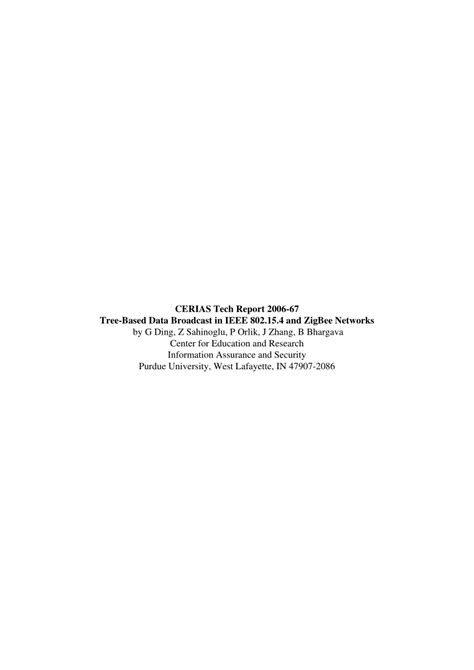 Pdf Tree Based Data Broadcast In Ieee 802154 And Zigbee Networks