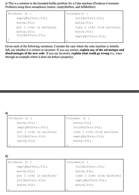 Solved This Is A Solution To The Bounded Buffer Problem Chegg