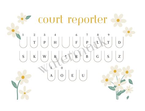 Daisy Court Reporter Steno Keyboard Print Etsy