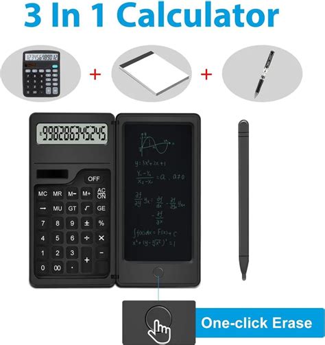 Calculator With Notepad 12 Digits LCD Display Battery Solar Power