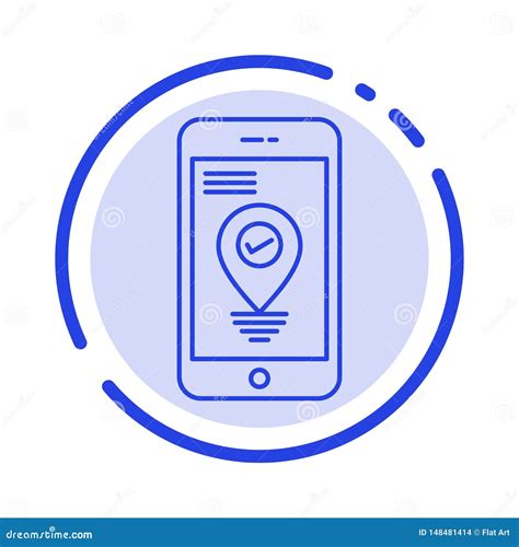 Navigation Location Pointer Smartphone Blue Dotted Line Line Icon Stock Vector Illustration