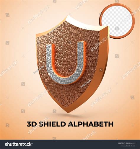 3d Render Alphabet U Shield Luxury เวกเตอร์สต็อก ปลอดค่าลิขสิทธิ์