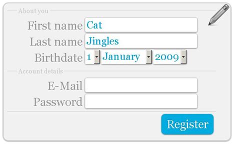 Css3 Big Style Fieldset Registration Form Codrops Registration Form