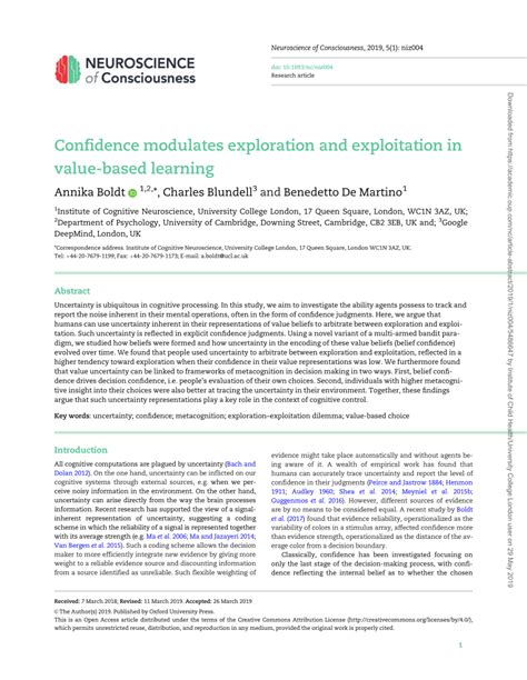 Pdf Confidence Modulates Exploration And Exploitation In Value Based Learning