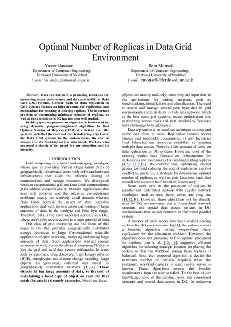 Pdf Optimal Number Of Replicas In Data Grid Environment
