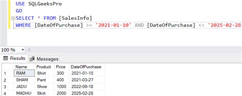Sql Server Select Data Between Two Dates Sqlgeekspro