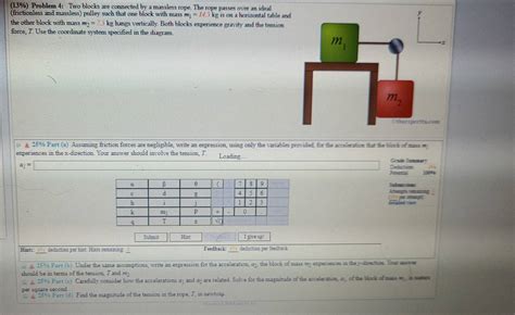 Solved 13 Problem 4 Two Blocks Are Connected By A Massless Rope