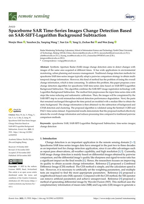 PDF Spaceborne SAR Time Series Images Change Detection Based On SAR SIFT Logarithm Background
