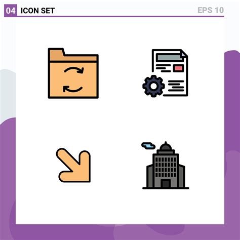 Filledline Flat Color Pack Of 4 Universal Symbols Of Backup Down Document Config Administration
