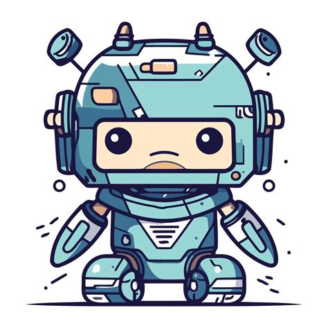 linda pequeño robot vector ilustración en un plano dibujos animados estilo 32913900 vector en