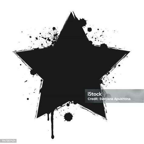 떨어지는 페인트 또는 검은 색 별 브러쉬 스트로크 흰색 배경에 고립 별 모양에 대한 스톡 벡터 아트 및 기타 이미지 별 모양